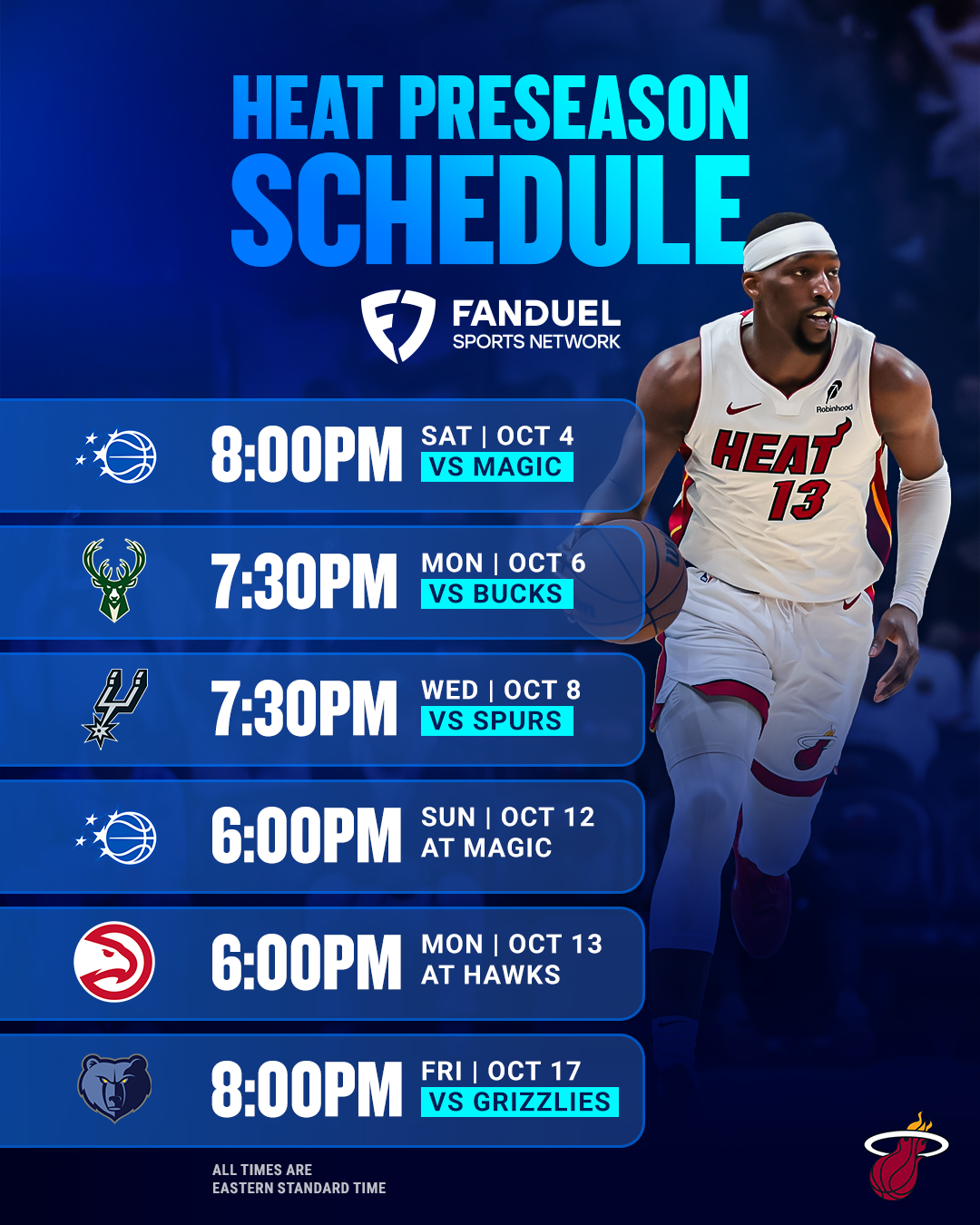 9/30/25 - FANDUEL SPORTS NETWORK TO TELEVISE AND STREAM ALL SIX HEAT ...